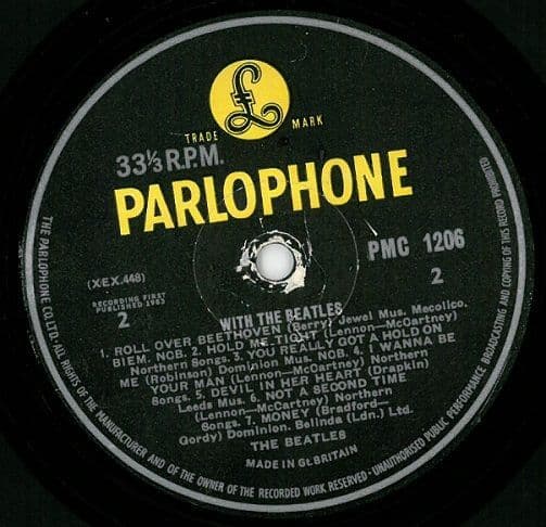 THE BEATLES With The Beatles Vinyl Record LP Parlophone 1963